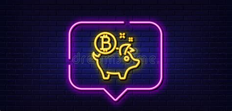 Bitcoin Line Icon Cryptocurrency Coin Sign Neon Light Speech Bubble