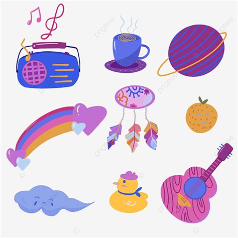 Pegatina De Guitarra Hippie De Dibujos Animados PNG Hippie Guitarra Pegatina PNG Y PSD Para