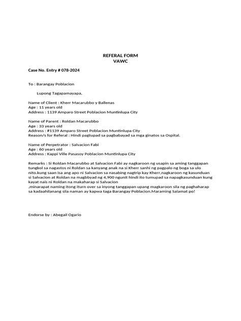 Referal Form Pdf