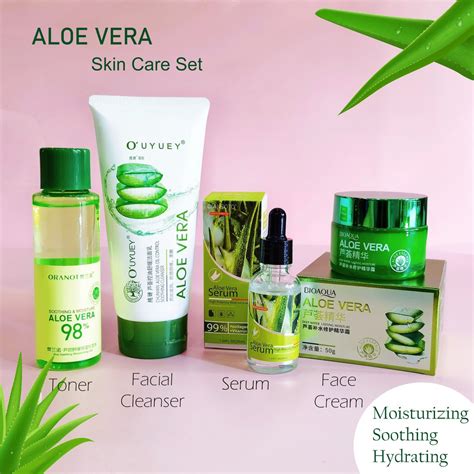 Aloe Vera Skin Care Set Toner Cleanser Serum And Face Cream Shopee