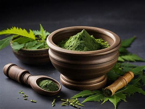 Premium Photo Medicinal Neem Leaves In Mortar And Pestle With Neem Paste