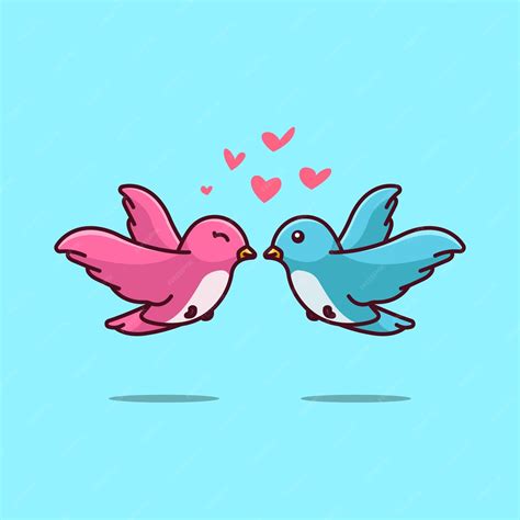 Premium Vector Cute Bird Couple Love Heart Cartoon Vector