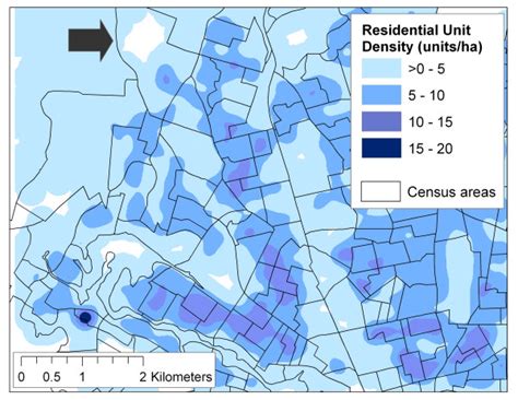 Residential Units Density Surface Calculated Using A Gis Kernel