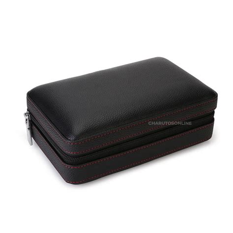 Umidor De Viagem Em Couro Para 4 Charutos Preto