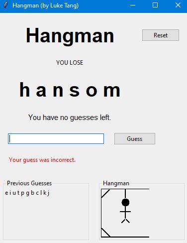 Github Firelight Hangman Python A Gui Based Implementation Of The Hangman Game Written In