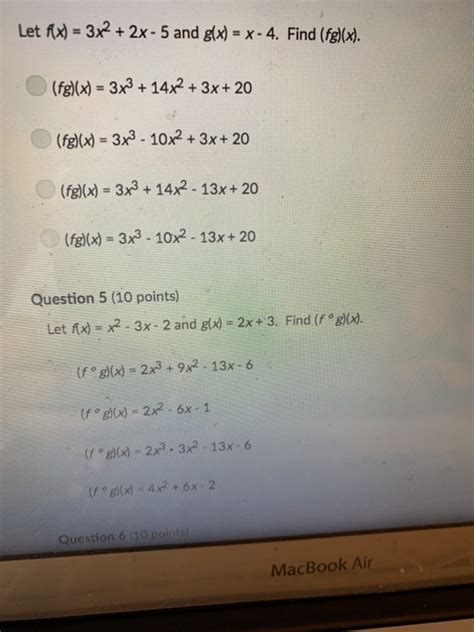 Solved Let Fx 32x 5 And Gx X 4 Find Fglxd Fgx