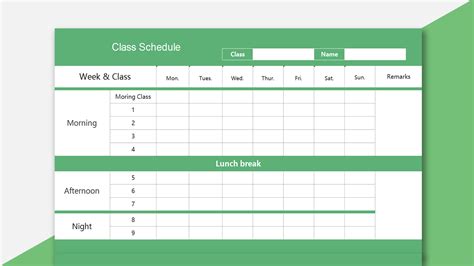 EXCEL Of Green Fresh Class Timetable Xlsx WPS Free Templates