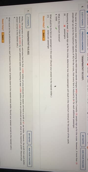 Solved My Notes Ask Your Teacher 2 1 Points Tanapmath7