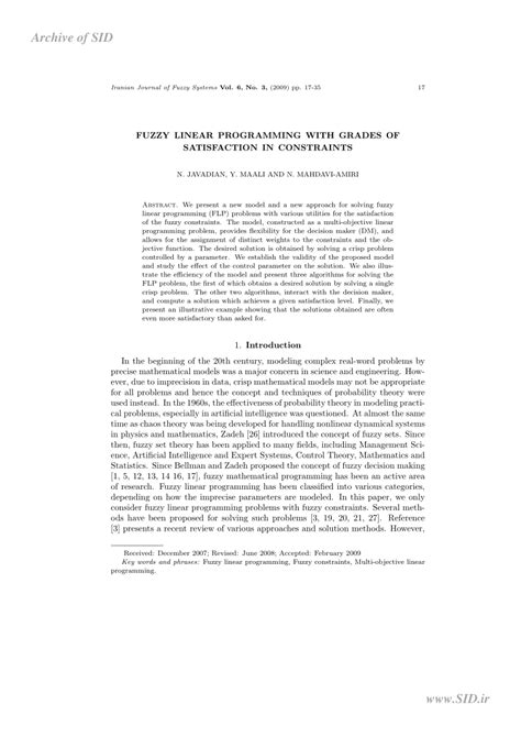 Pdf Fuzzy Linear Programming With Grades Of Satisfaction In Constraints