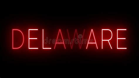 Red Flickering And Blinking Animated Neon Sign For Delaware Stock Video