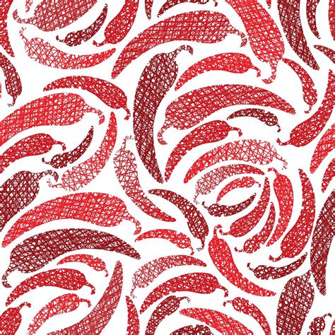 Premium Vector Red Hot Chilly Peppers Seamless Pattern Mexican Food