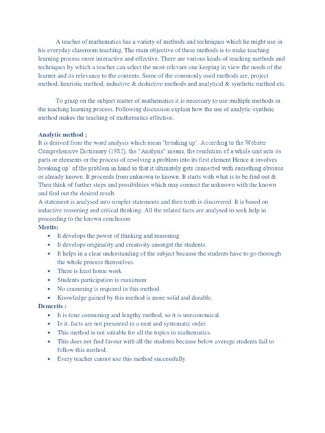 Synthetic Analytic Method Analysis Logic
