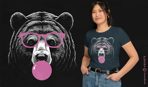 Bubble Gum Bear T Shirt Design Psd Editable Template
