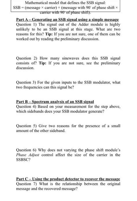 Solved Mathematical Model That Defines The Ssb Signal Ssb