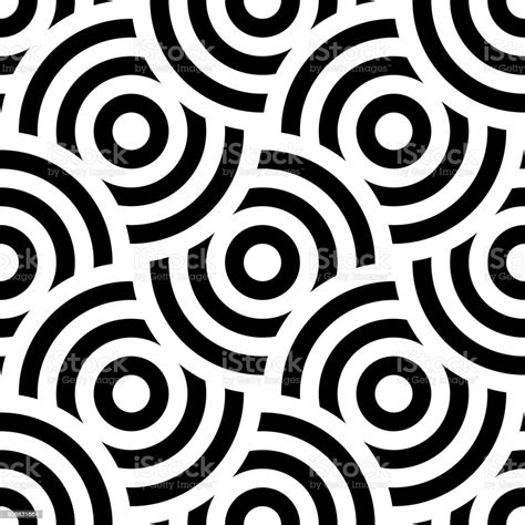 줄무늬 동심원의 완벽 한 패턴 배경 장식입니다 흑인과 백인 아치의 레트로 모자이크입니다 벡터 디자인 요소 0명에 대한 스톡 벡터 아트 및 기타 이미지 Istock