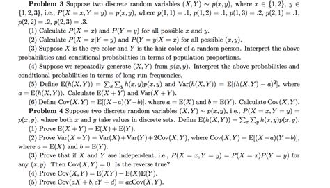solved problem 3 suppose two discrete random variables x y