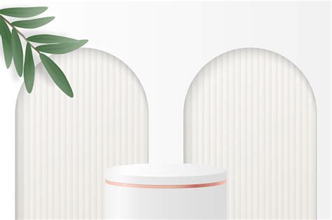 흰색 아치형 기하학적 3d 배경에 제품 연단이 있습니다 0명에 대한 스톡 벡터 아트 및 기타 이미지 0명 3차원 형태 강단 Istock