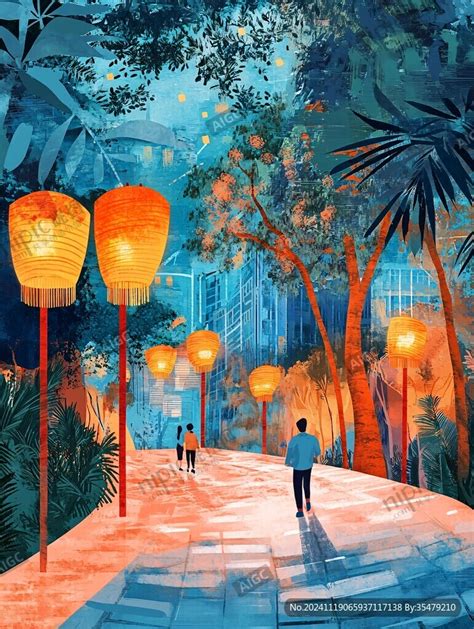 Ai创作图灯笼插画 华南理工大学旅游插画 锦里线条插画 插画灯笼 花灯插画 锦里插画 锦里建筑插画 荔枝广场插画 翠华路灯笼路面 花灯会插画 灯光下的插画 灯会插画 树下灯笼 日落街道插画