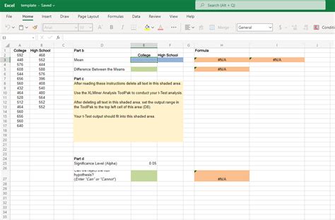 Solved Excel Template Saved Search Alt Q File Home Chegg