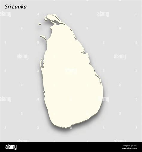 3d Isometric Map Of Sri Lanka Isolated With Shadow Paper Card Style