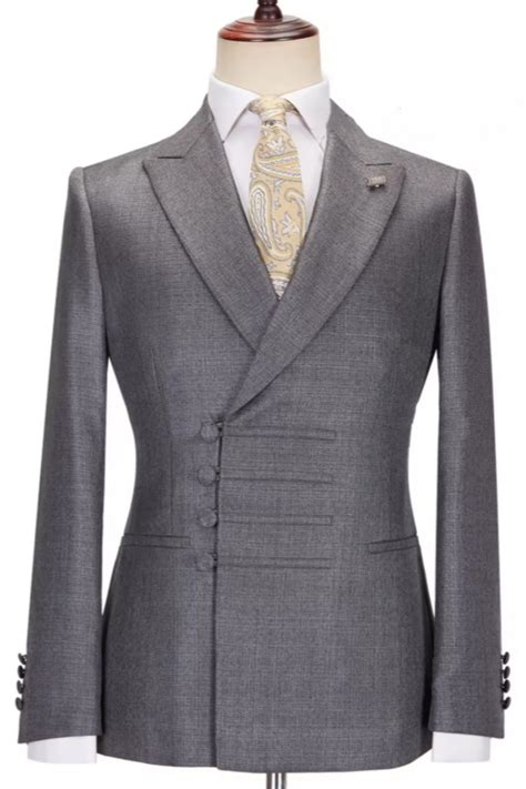 Maggie Classical Gray Peaked Lapel Bespoke Business Suits Allaboutsuit
