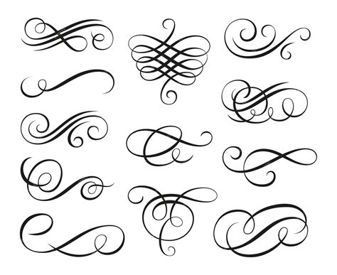 Premium Vector Vintage Swirl Ornament Line Style Flourishes Set Filigree Calligraphic