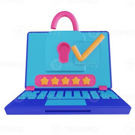 3d Illustration Laptop Password Lock Check 10850264 Png