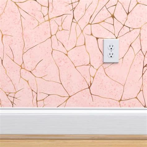 Kintsugi Pink Wallpaper Spoonflower Kintsugi Pink Wallpaper Wallpaper