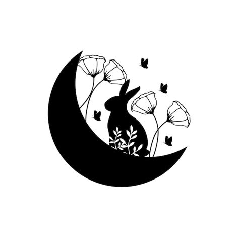 Premium Vector A Rabbit In The Moon