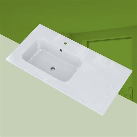 Ogonbrick 42 Inch Solid Surface Left Offset Rectangular Single Sink