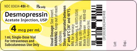 Fda Label For Desmopressin Acetate Injection Solution Intravenous