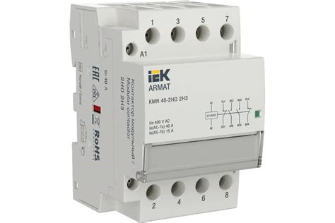 Модульный контактор IEK ARMAT KMR 40А, 24В AC/DC, 2НО 2НЗ AR-KMR20-040 ...