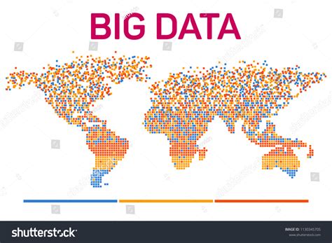 Big Data Visualization Worldmap Mosaic Template 库存插图 1130345705 Shutterstock