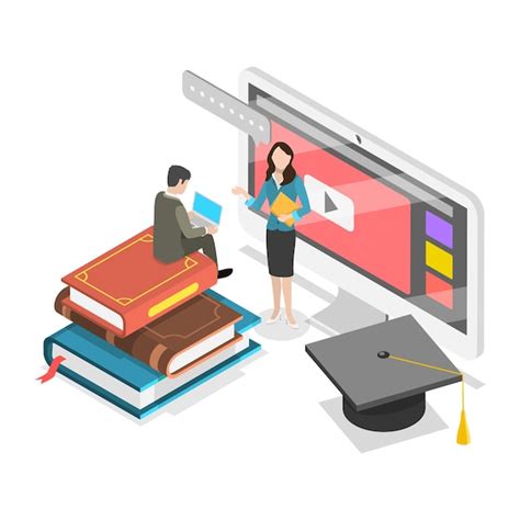 Premium Vector D Isometric Flat Illustration Of Virtual Learning