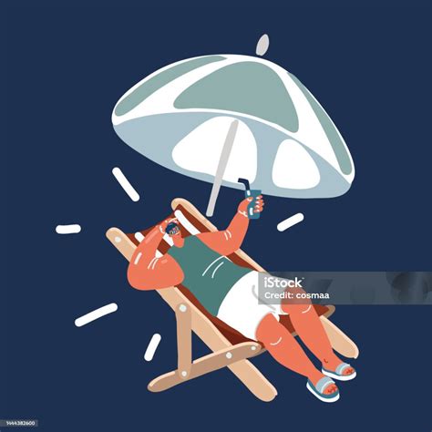 Cartoon Vector Illustration Of Man On Beach Summer Vacation Holiday