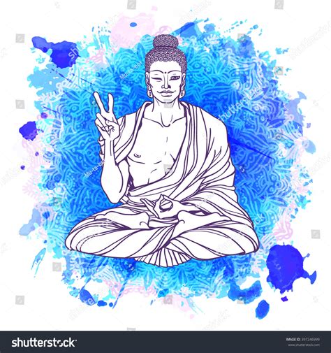 Modern Sexy Buddha Showing Peace Sign Stock Vector 397246999 Shutterstock