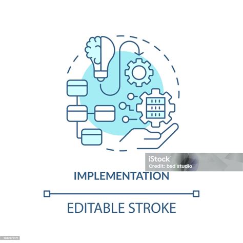 Customizable Implementation Blue Linear Icon Concept Stock Illustration