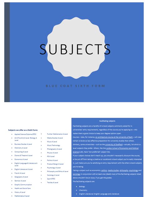 Subjects Leaflet Pdf Mathematics Science