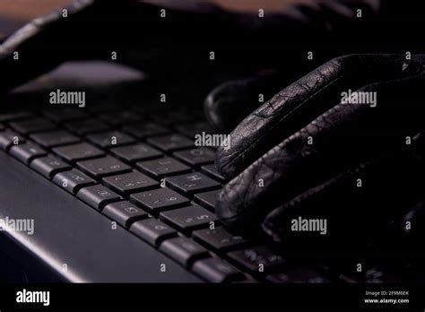Hackers Hands On Laptop Keyboard Hacking A Security System Hacker In