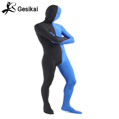 Mens Adult Full Zentai Bodysuit Mixed Color Spandex Lycra Zentai