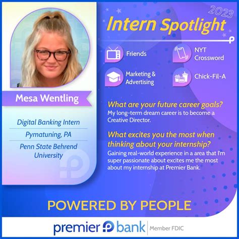 Please Join Us In Welcoming Mesa Wentling Our Digital Banking Intern Premier Bank