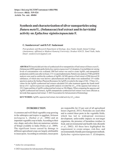 Pdf Synthesis And Characterization Of Silver Nanoparticles Using