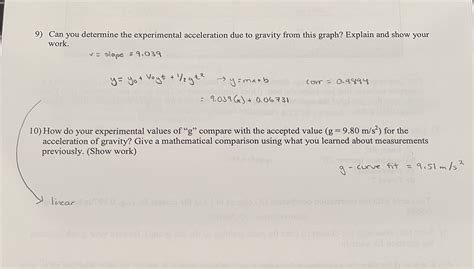 Solved Can You Determine The Experimental Acceleration Due