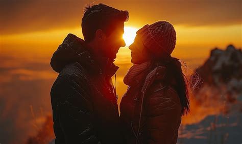Premium Photo Couple Kissing In The Sunset