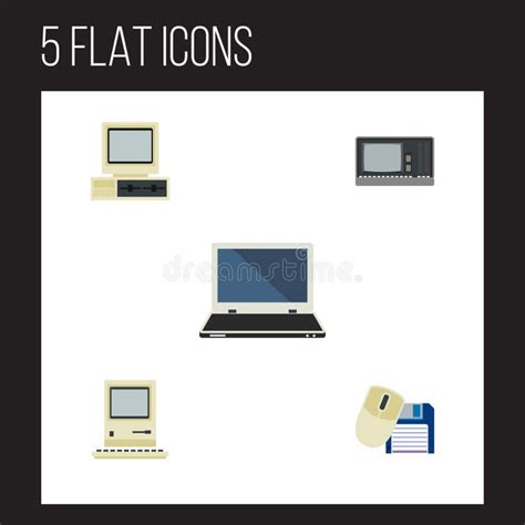 Flat Icon Laptop Set Of Computer Computer Mouse Notebook And Other