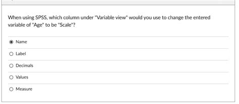 Solved When Using Spss Which Column Under Variable View Would You