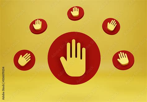 Red Stop Hand Block Sign Adblock Do Not Enter Forbidden Icon Stop