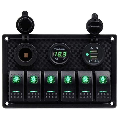 6 Gang Waterproof Marine Boat Rocker Switch Panel Grandado
