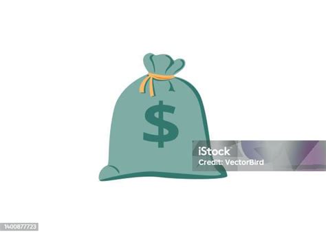 Icône Vectorielle De Sac Dargent Dessin Animé Simple Plat Avec Lacet
