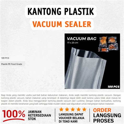Plastik Vacuum Sealer Bahan Food Grade Tahan Dingin Panas 100PCS